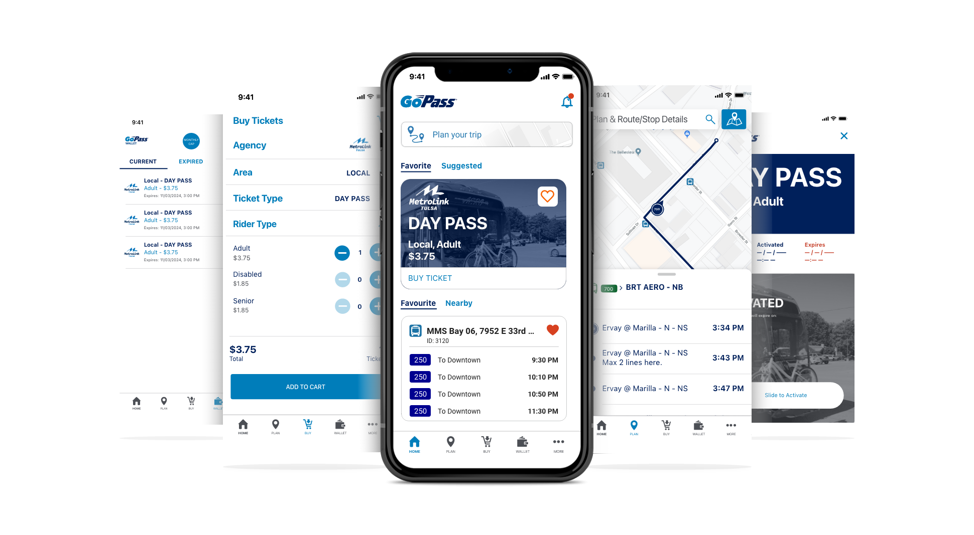 Screenshots of the app